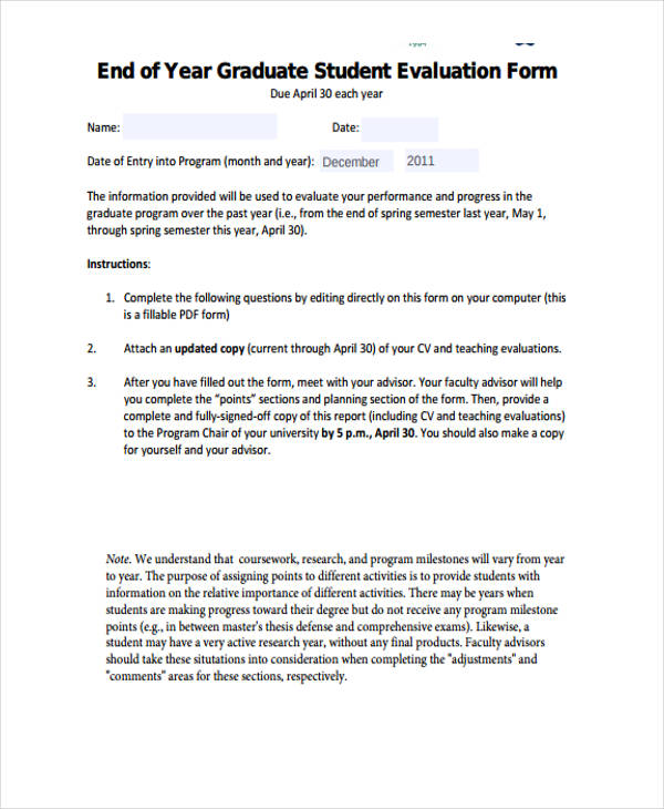 FREE 54 Student Evaluation Forms In PDF