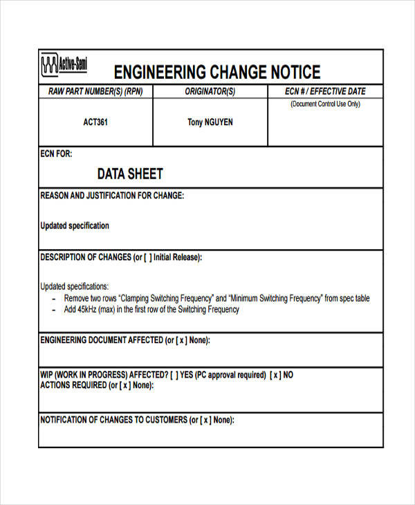 FREE 34+ Change Form Templates in PDF | MS Word | Excel