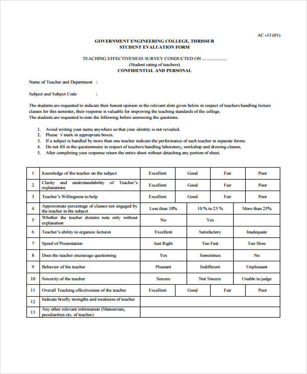 FREE 18 Student Feedback Forms In PDF FREE 18 Student Feedback Forms In PDF
