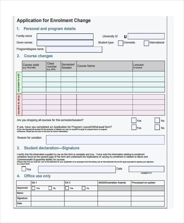 FREE 34+ Change Form Templates in PDF | MS Word | Excel