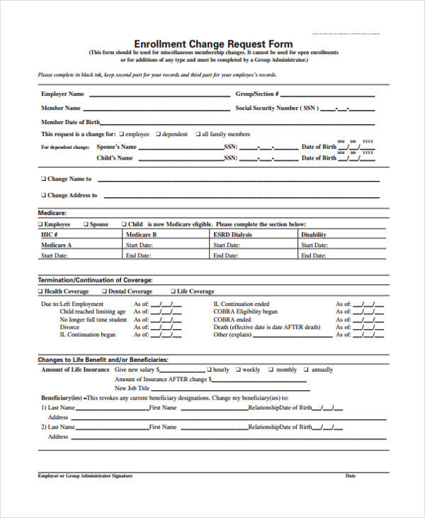 FREE 34+ Change Form Templates in PDF | MS Word | Excel