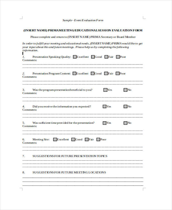 FREE 31+ Event Forms in MS Word | PDF | Pages