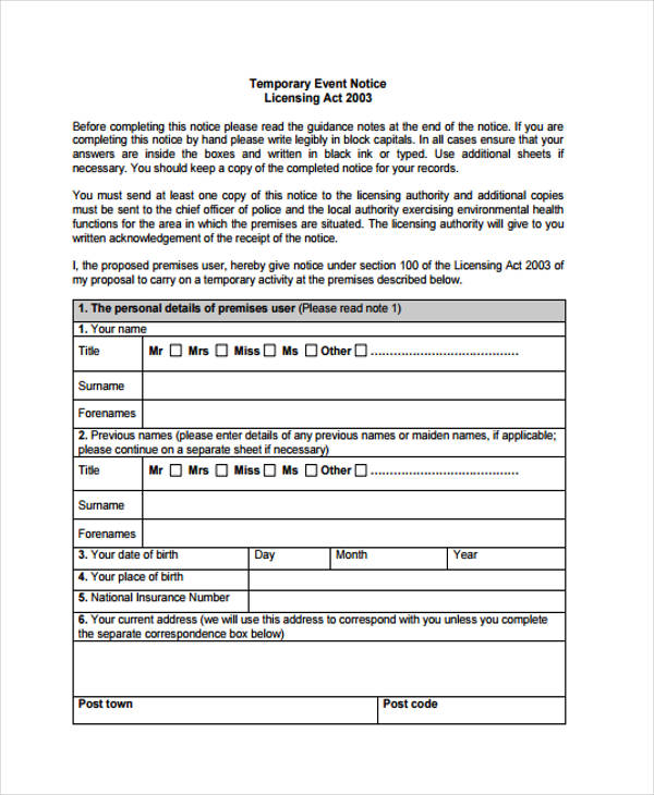 FREE 33+ Sample Notice Forms in PDF | MS Word | Excel