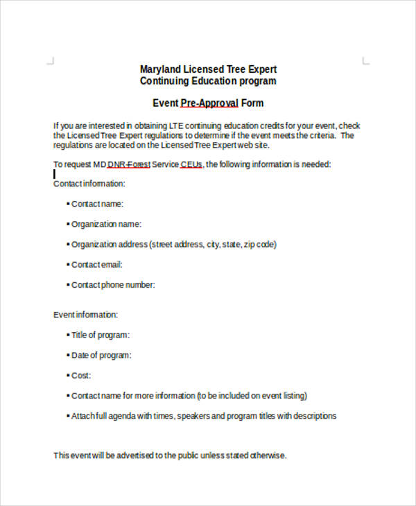 FREE 31+ Event Forms in MS Word | PDF | Pages