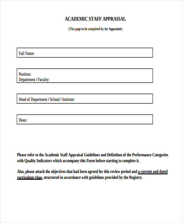 FREE 23+ Staff Appraisal Forms in PDF | MS Word | Excel