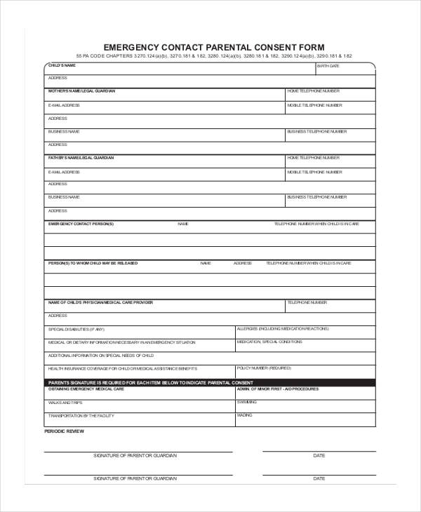 FREE 38+ Emergency Contact Form Samples, PDF, MS Word, Google Docs, Excel