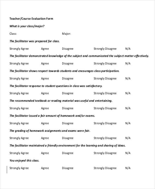 FREE 20+ Sample Teacher Evaluation Forms in PDF | MS Word