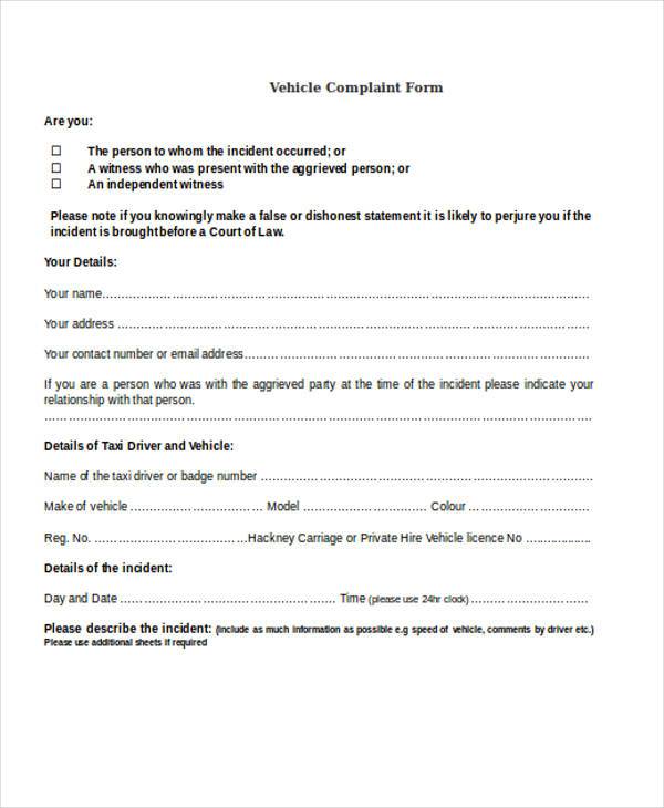 FREE 37+ Complaint Forms in MS Word