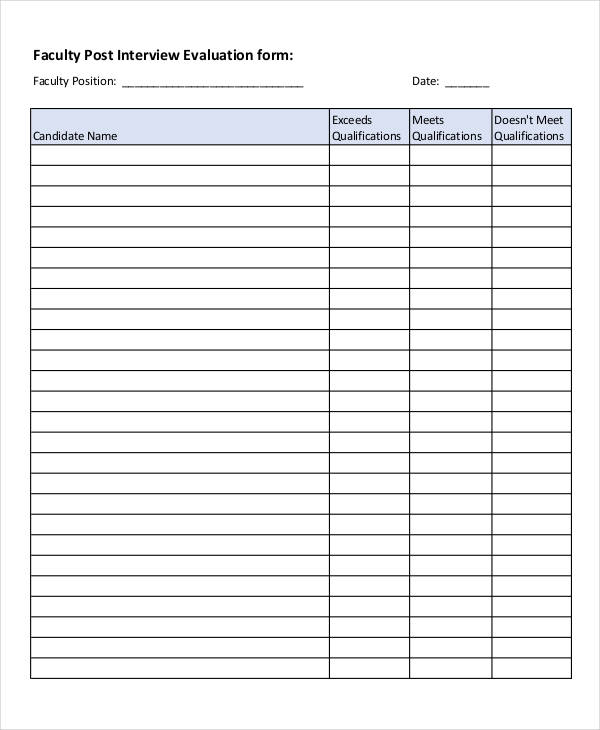 FREE 31+ Interview Evaluation Form Samples, PDF, MS Word, Google Docs ...