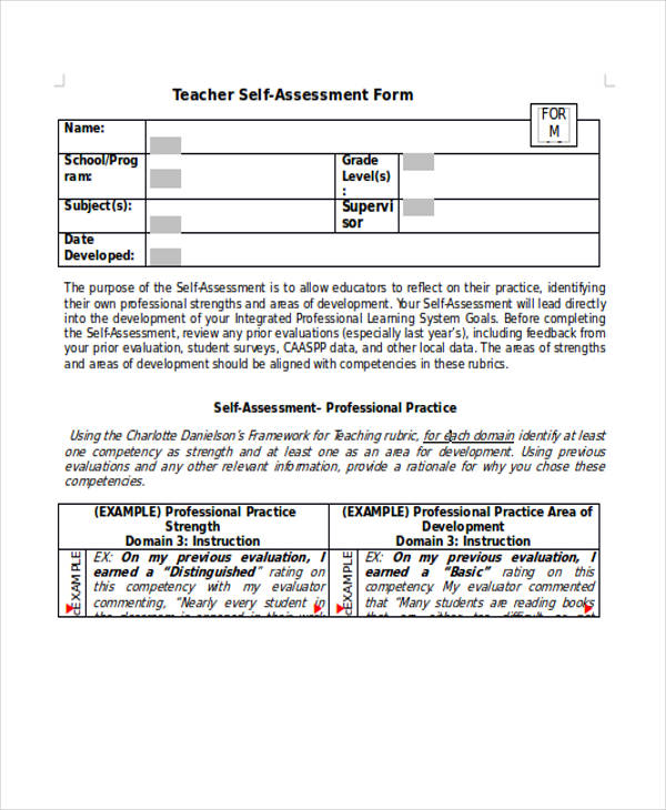 FREE 40+ Self-Assessment Form Samples, PDF, MS Word, Google Docs, Excel