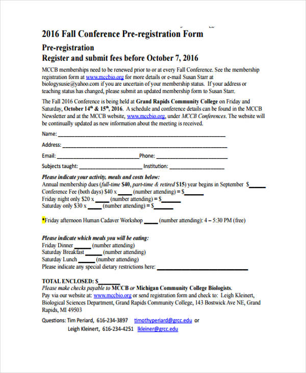 FREE 24+ Conference Registration Forms in PDF | Excel | MS Word