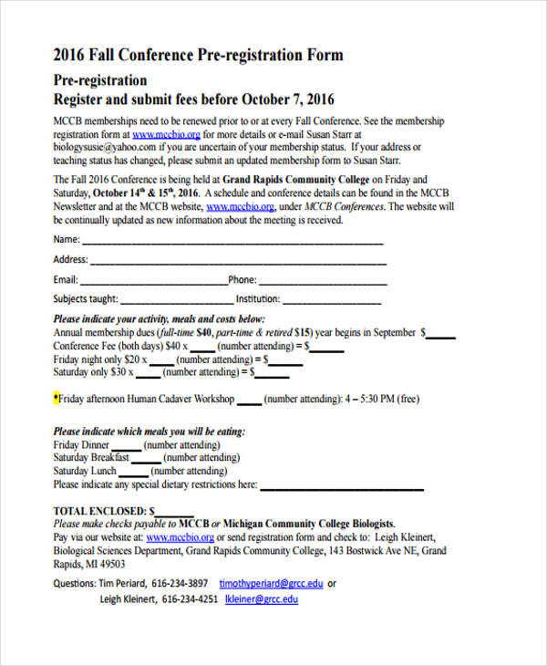 FREE 21+ Conference Registration Form in PDF | MS Word | Excel