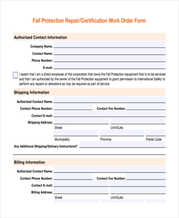 FREE 31+ Work Order Form Samples, PDF, MS Word, Google Docs, Excel