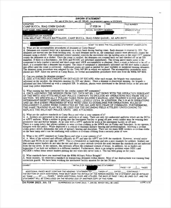 FREE 42+ Statement Form Samples, PDF, MS Word, Google Docs, Excel