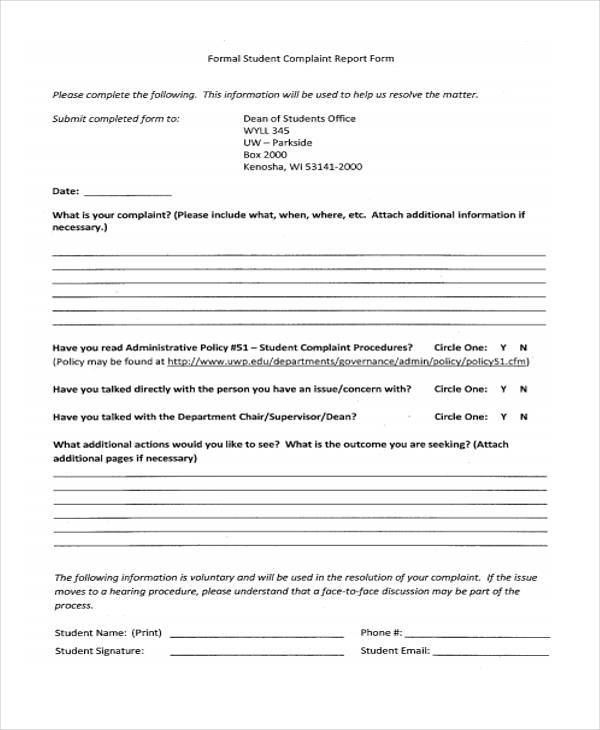 FREE 46+ Complaint Form Samples, PDF, MS Word, Google Docs, Excel