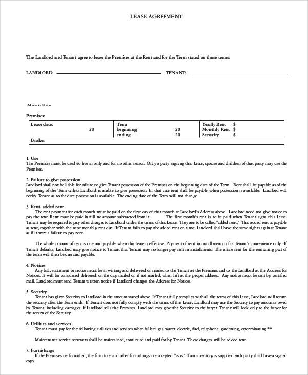 FREE 60+ Lease Agreement Forms in PDF | MS Word
