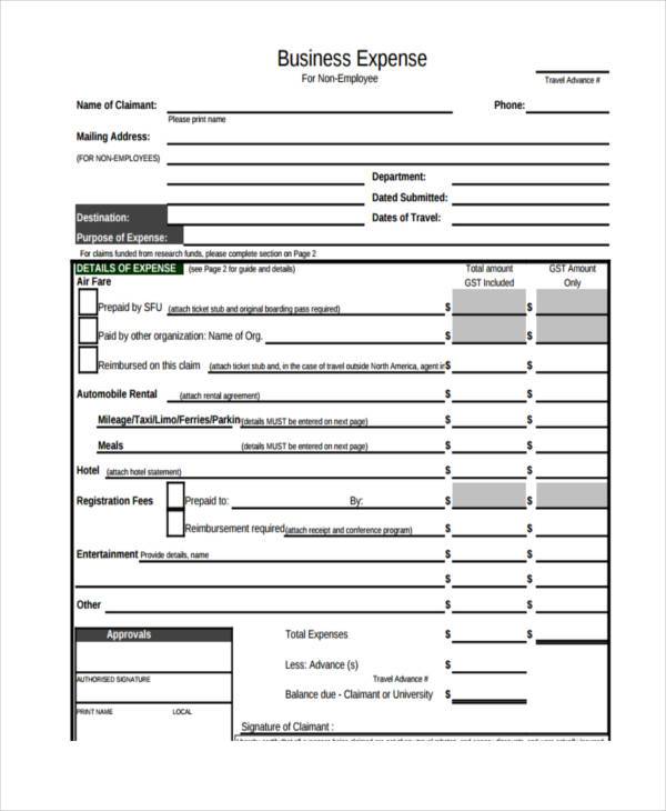 FREE 44+ Expense Forms in PDF | MS Word | Excel