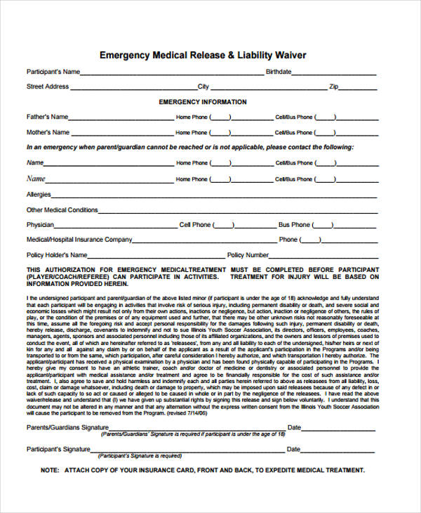 FREE 25+ Emergency Release Form Samples, PDF, MS Word, Google Docs