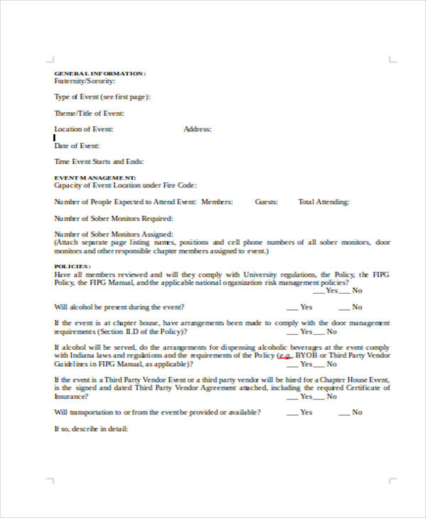 FREE 31+ Event Forms in MS Word | PDF | Pages