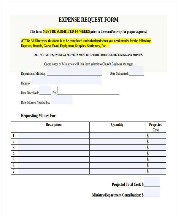 FREE 44+ Expense Forms in PDF | MS Word | Excel