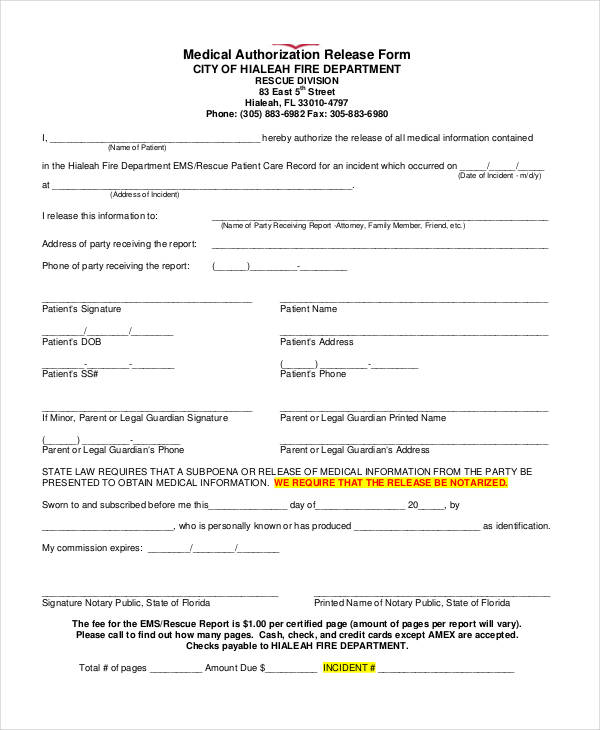 FREE 32+ Medical Release Form Samples, PDF, MS Word, Google Docs