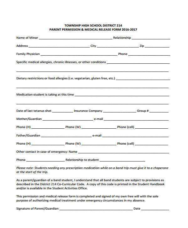 FREE 25+ Emergency Release Form Samples, PDF, MS Word, Google Docs
