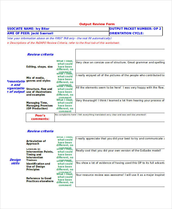 FREE 17+ Review Forms in Excel | PDF