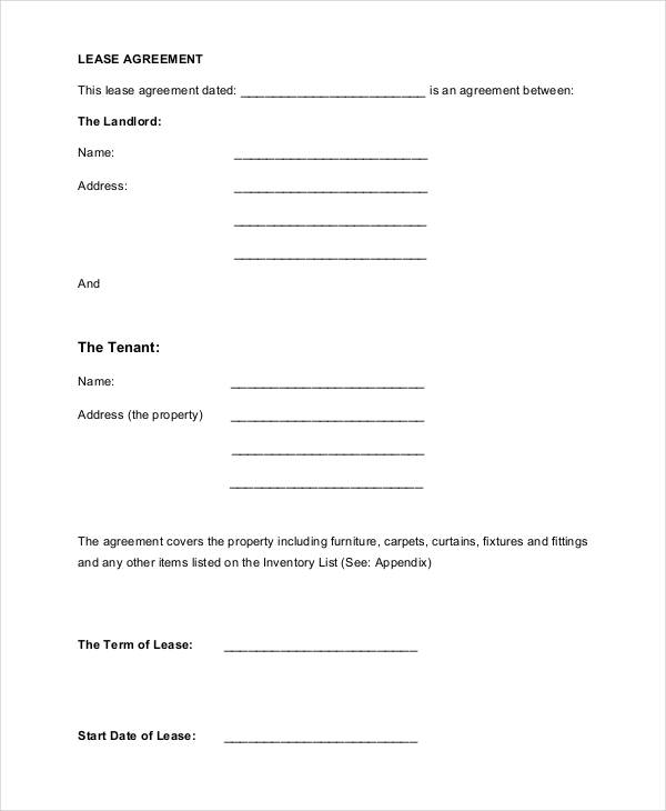 FREE 60+ Lease Agreement Forms in PDF | MS Word