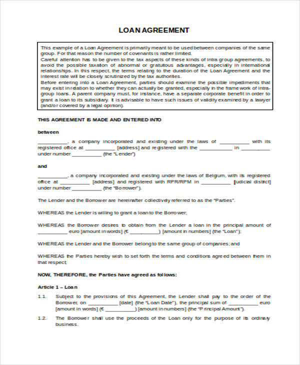 FREE 34+ Loan Agreement Forms in PDF | MS Word