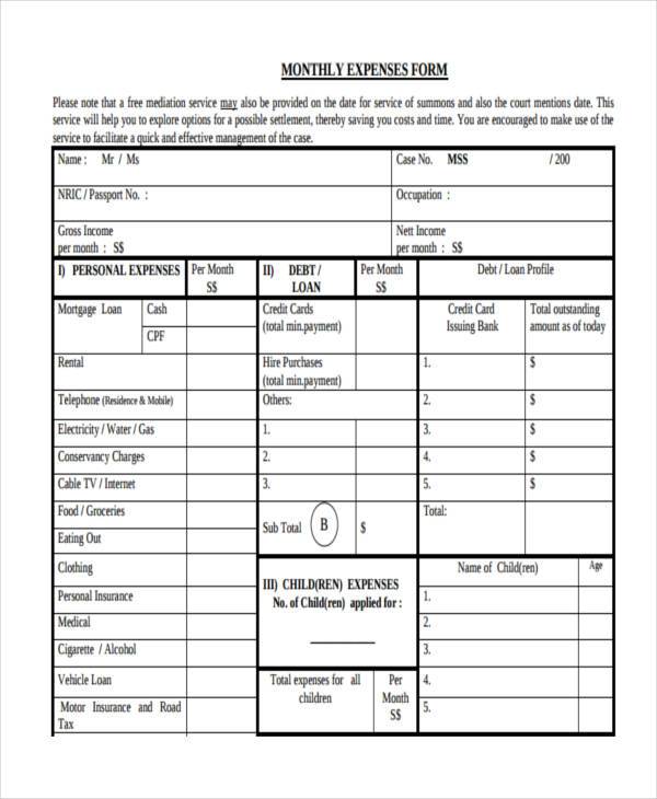 FREE 44+ Expense Forms in PDF | MS Word | Excel