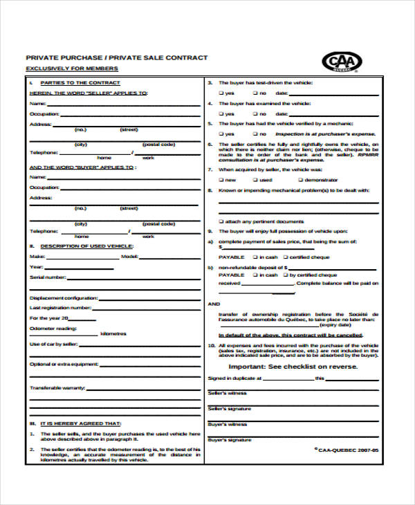 FREE 8+ Vehicle Purchase Agreement Forms in PDF | MS Word