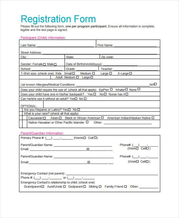 FREE 33 Sample Free Registration Forms In PDF Excel MS Word