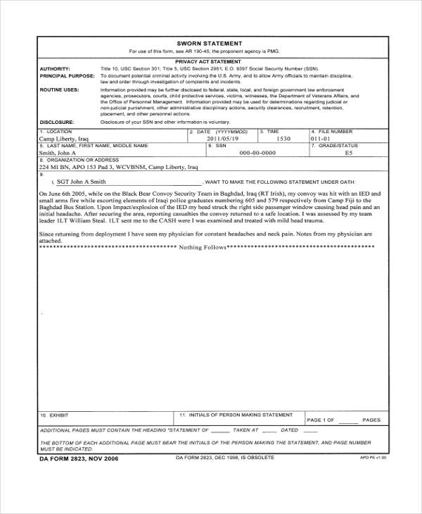 FREE 42+ Statement Form Samples, PDF, MS Word, Google Docs, Excel