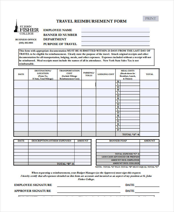 FREE 35+ Travel Form Samples, PDF, MS Word, Google Docs, Excel