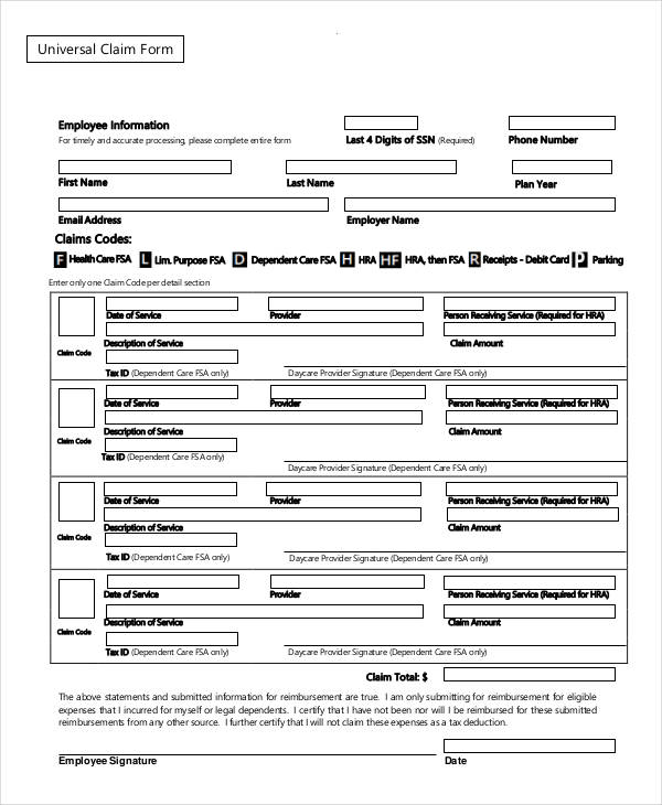 FREE 34+ Claim Forms in PDF