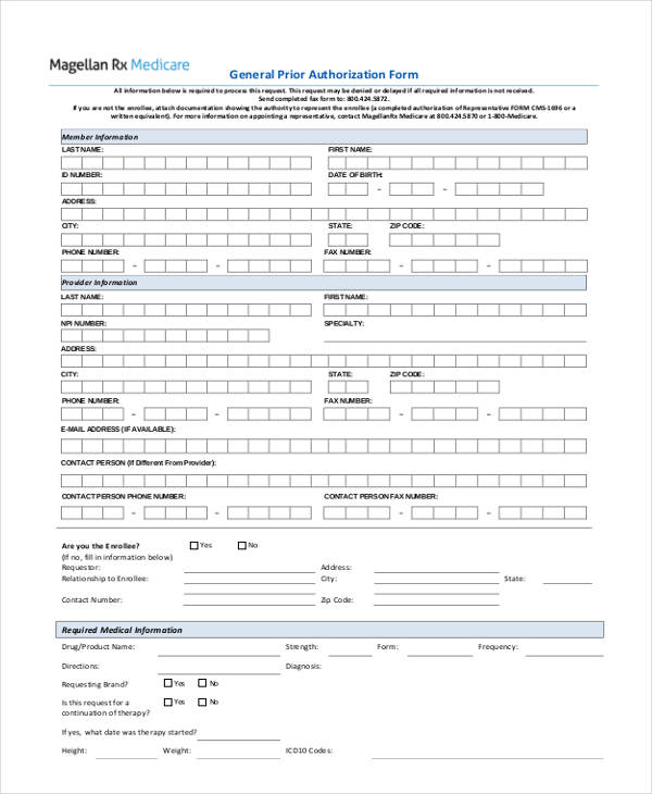 FREE 13+ Prior Authorization Forms in PDF | MS Word
