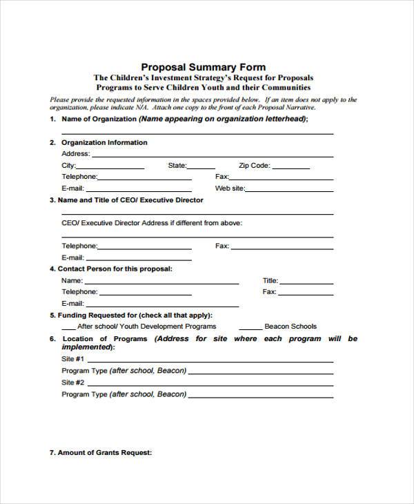 FREE 8+ Proposal Summary Forms in PDF | MS Word