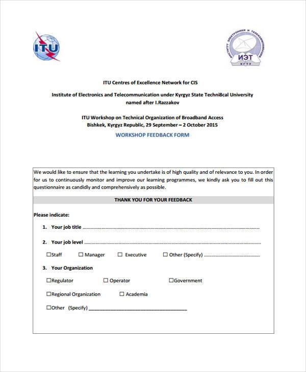 FREE 51+ Feedback Forms in PDF | MS Word | Excel