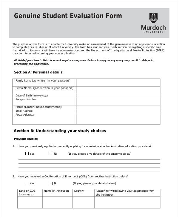 FREE 32+ Sample Student Evaluation Forms in PDF | Excel | MS Word