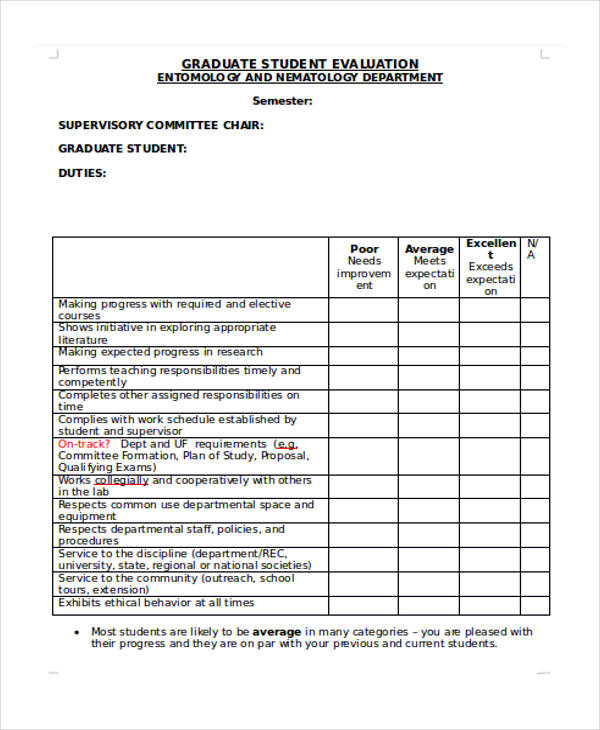 FREE 27 Student Evaluation Forms In MS Word
