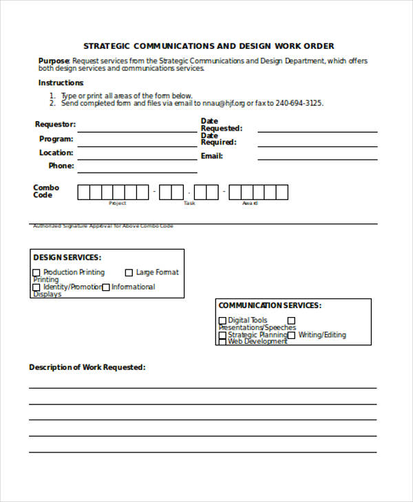 FREE 22+ Work Order Form Samples, PDF, MS Word, Google Docs