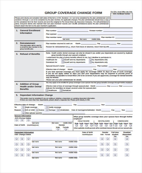 FREE 34+ Change Form Templates in PDF | MS Word | Excel