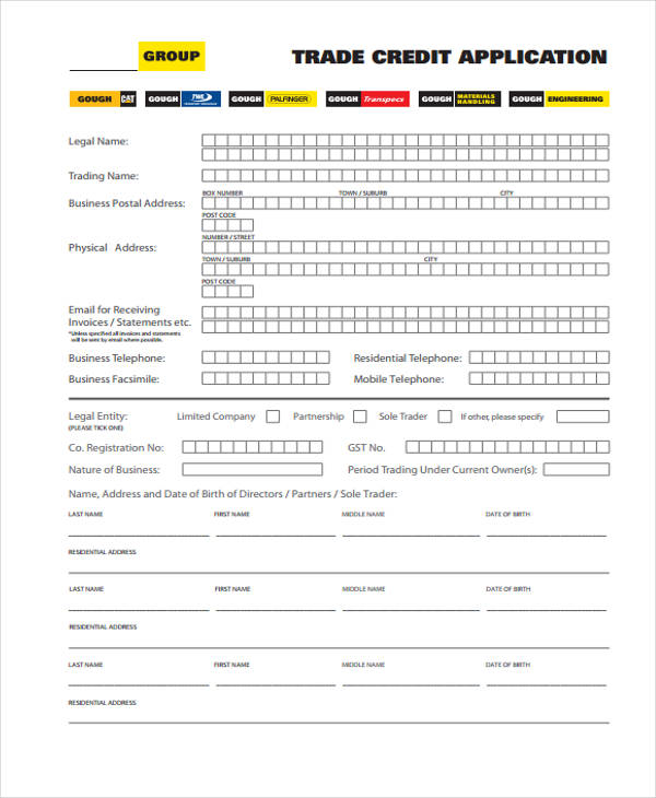 FREE 17+ Credit Application Forms in PDF | Excel | MS Word