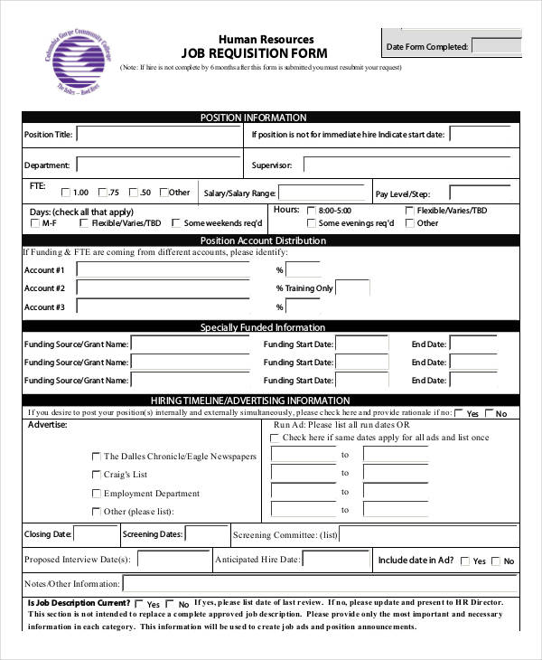 FREE 17+ Job Requisition Form Samples, PDF, MS Word, Google Docs