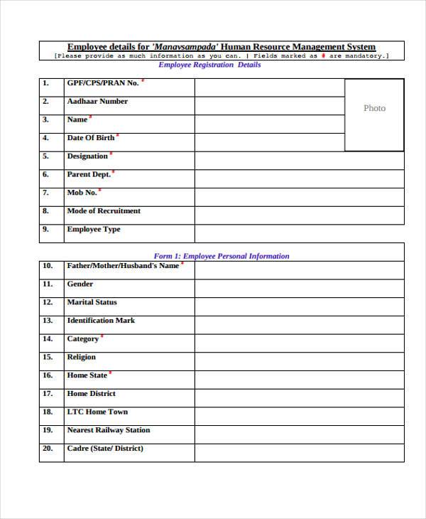 FREE 9+ HR Registration Forms in PDF | MS Word