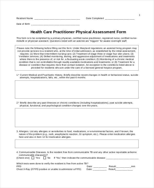 FREE 42+ Health Assessment Form Samples, PDF, MS Word, Google Docs