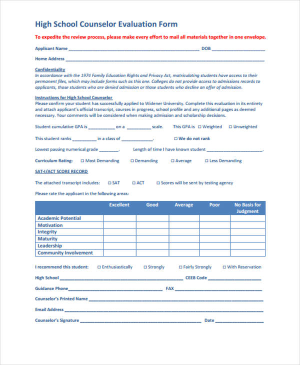 FREE 54+ Student Evaluation Forms in PDF