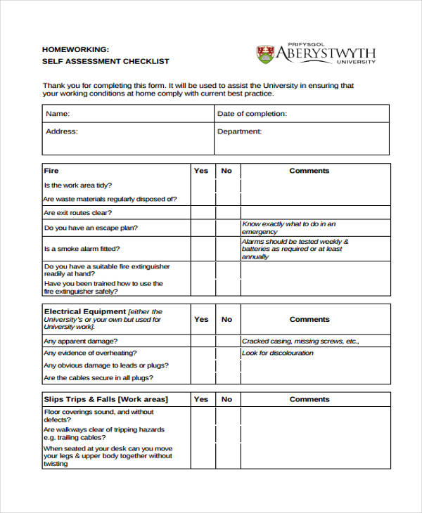 FREE 40+ Self-Assessment Form Samples, PDF, MS Word, Google Docs, Excel