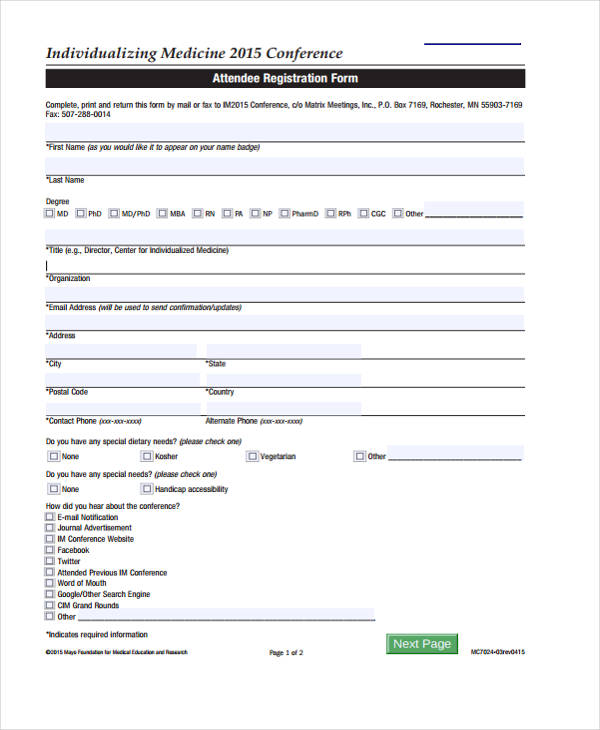 FREE 24+ Conference Registration Forms in PDF | Excel | MS Word