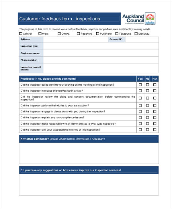 FREE 13+ Sample Customer Feedback Forms in MS Word | PDF | Excel